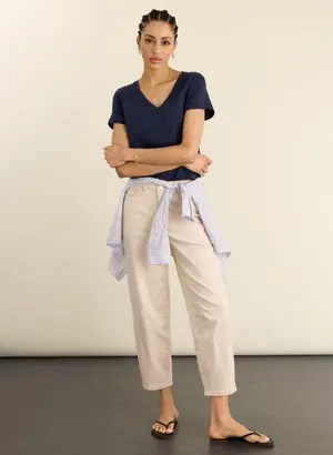 BAUKJEN Hanorah V-neck T-shirt - Deep Indigo