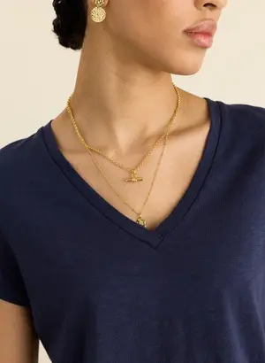 BAUKJEN Hanorah V-neck T-shirt - Deep Indigo
