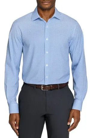 W.R.K Round Geo Print Performance Dress Shirt - White/blue