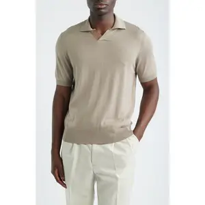 Canali Regular Fit Johnny Collar Polo - Beige