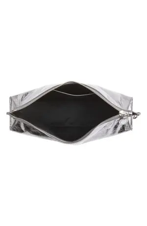 Alexander McQueen Manta Crinkled Metallic Leather Clutch - Lead