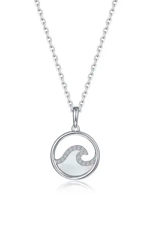 Lafonn Ocean Wave Mother-of-pearl Pavé Simulated Diamond Pendant Necklace - Mop