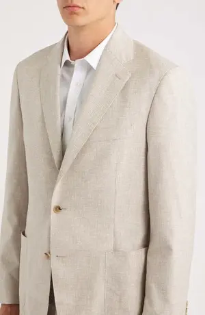 Vince Icon Relaxed Fit Tan Microcheck Wool Suit