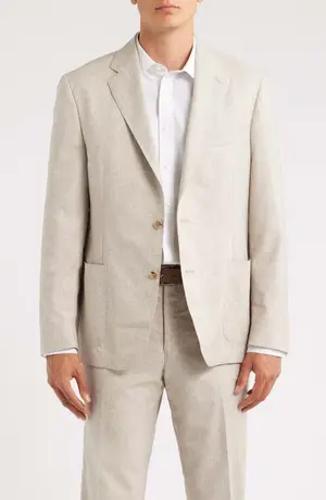 Vince Icon Relaxed Fit Tan Microcheck Wool Suit