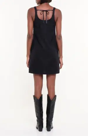 THE LULO PROJECT Floral Linen & Cotton Mini Dress - Black01