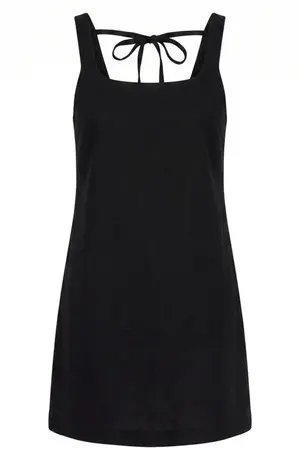 THE LULO PROJECT Floral Linen & Cotton Mini Dress - Black01