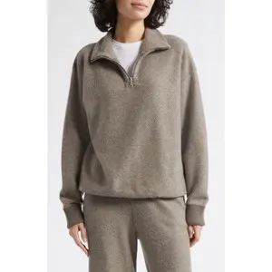 Johnstons Of Elgin Cashmere Quarter Zip Sweater - Heather/pebble