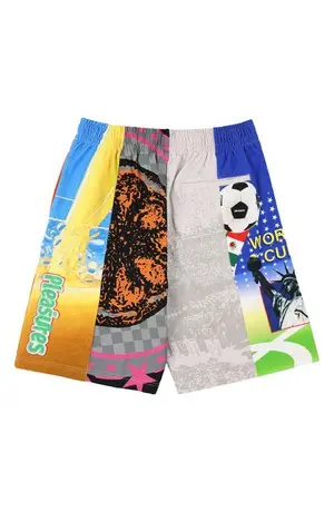 PLEASURES World Cup Patchwork Cotton Shorts