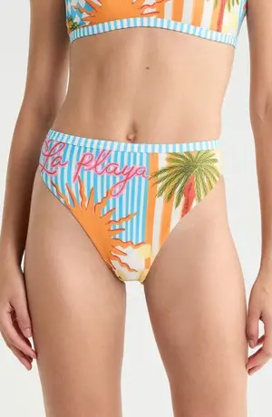 MAAJI Beach Static Sully Reversible High Waist Bikini Bottoms - Open Blue