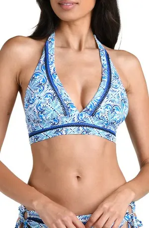 La Blanca Costa Azul Banded Halter Bikini Top - Blue
