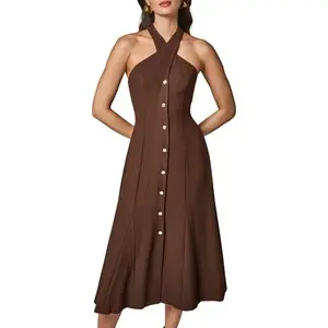 Donna Karan New York Halter Midi Dress - Canyon
