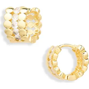 BRACHA Nora Cubic Zirconia Hoop Earrings - Gold