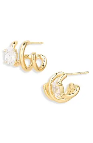 BRACHA Peyton Cubic Zirconia Twisted Hoop Earrings - Gold
