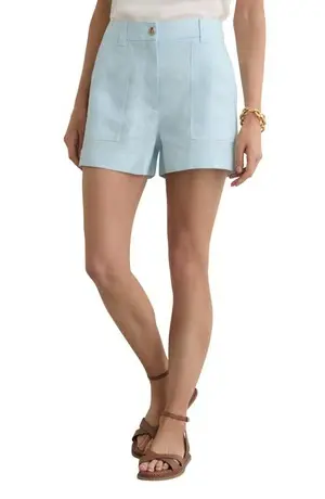 REISS Ashby Linen Shorts - Light Blue