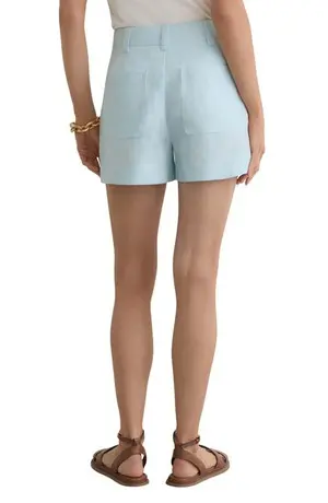 REISS Ashby Linen Shorts - Light Blue