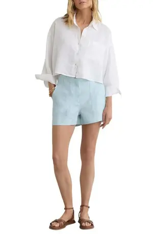 REISS Ashby Linen Shorts - Light Blue