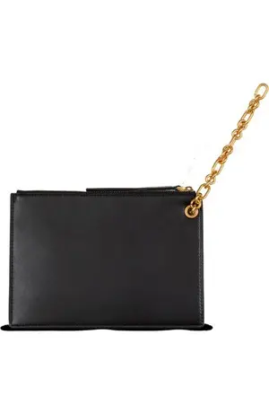 Balmain Pulse Card Holder In Smooth Leather With Removable Chain - Black