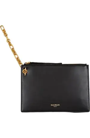 Balmain Pulse Card Holder In Smooth Leather With Removable Chain