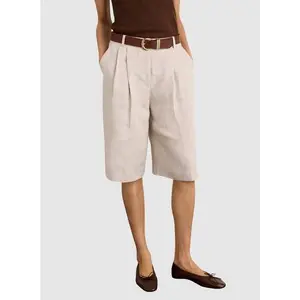 BAUKJEN Tobi Long Tailored Linen Shorts - Neutral