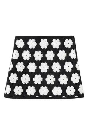Mango Crochet Floral Mini Skirt
