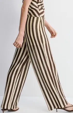 Mango Stripe Open Stitch Knit Pants