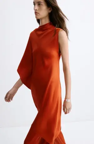 Mango Straight Leg Satin Pants