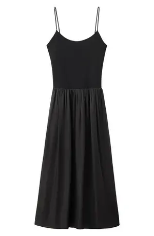 Mango Lace-up Back Drop Waist Mixed Media Dress