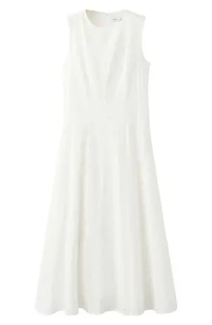 Mango Eyelet Embroidered A-line Midi Dress