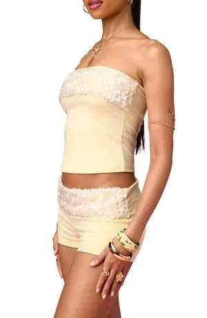 EDIKTED Sequin Embellished Strapless Tube Top