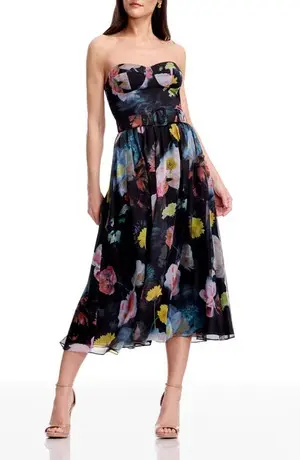 Dress The Population Jenny Floral Strapless Cocktail Dress