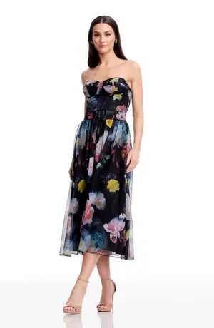 Dress The Population Jenny Floral Strapless Cocktail Dress
