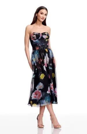 Dress The Population Jenny Floral Strapless Cocktail Dress