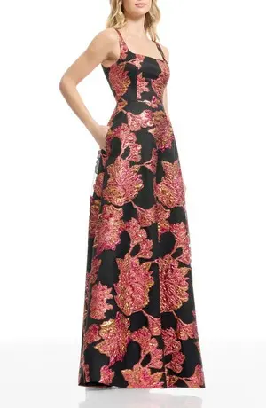 Dress The Population Vienna Jacquard Sleeveless Gown