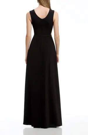 Dress The Population Katrina Illusion Sleeveless Gown With Side Slit