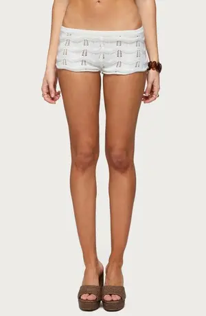 EDIKTED Isola Crochet Shorts - Cream