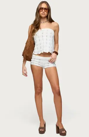 EDIKTED Isola Crochet Shorts