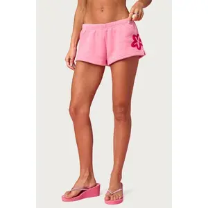 EDIKTED Barbie Blossom Sweat Shorts - Pink