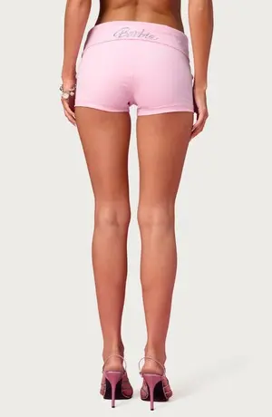 EDIKTED Barbie Rhinestone Foldover Shorts