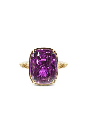 Sterling Forever Elongated Cushion-cut Cubic Zirconia Cocktail Ring - Gold/amethyst