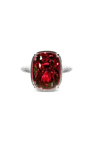 Sterling Forever Elongated Cushion-cut Cubic Zirconia Cocktail Ring - Silver/garnet