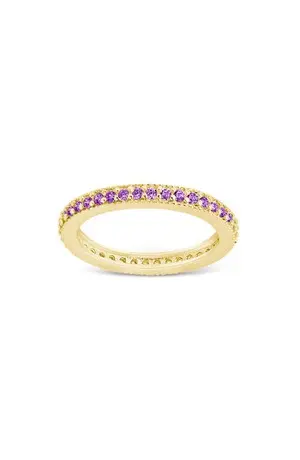 Sterling Forever Pavé Cubic Zirconia Band Ring - Gold/amethyst