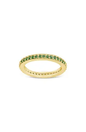 Sterling Forever Pavé Cubic Zirconia Band Ring - Gold/emerald