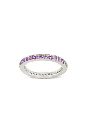 Sterling Forever Pavé Cubic Zirconia Band Ring - Silver/amethyst