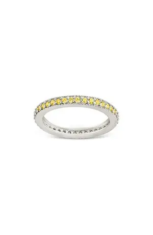 Sterling Forever Sterling Forever Pavé Cubic Zirconia Band Ring Silver/canary