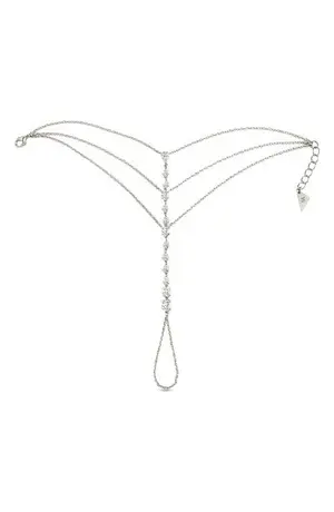 Sterling Forever 14k Plated Cubic Zirconia Hand Chain - Silver