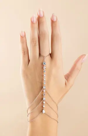 Sterling Forever Anselma Cubic Zirconia Hand Chain - Silver