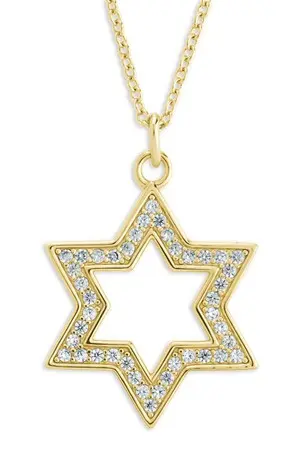 Sterling Forever Pave Star Of David Pendant Necklace - Gold