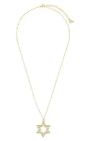 Sterling Forever Pave Star Of David Pendant Necklace - Gold
