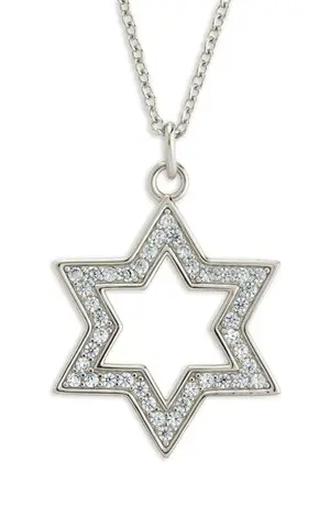 Sterling Forever Pave Star Of David Pendant Necklace - Silver