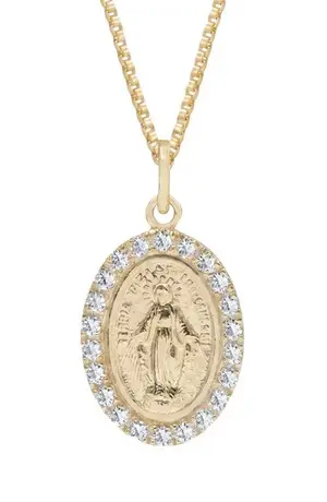 THE M JEWELERS Oval Mary Pendant Necklace - Gold